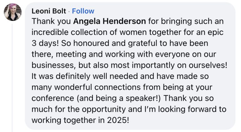 Women in Business Conference Australia 2024 | Angela Henderson